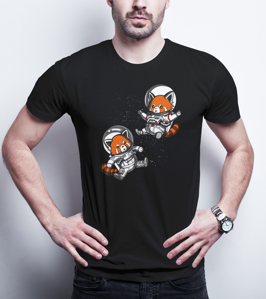 Red Panda Space Astronauts Cosmic Adventure T-Shirt
