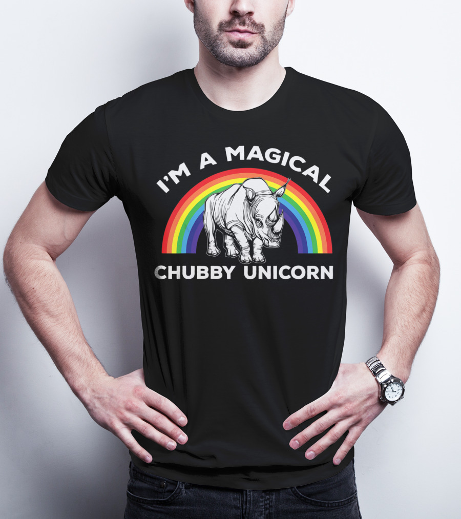 Magical Chubby Unicorn Rainbow Rhino T-Shirt