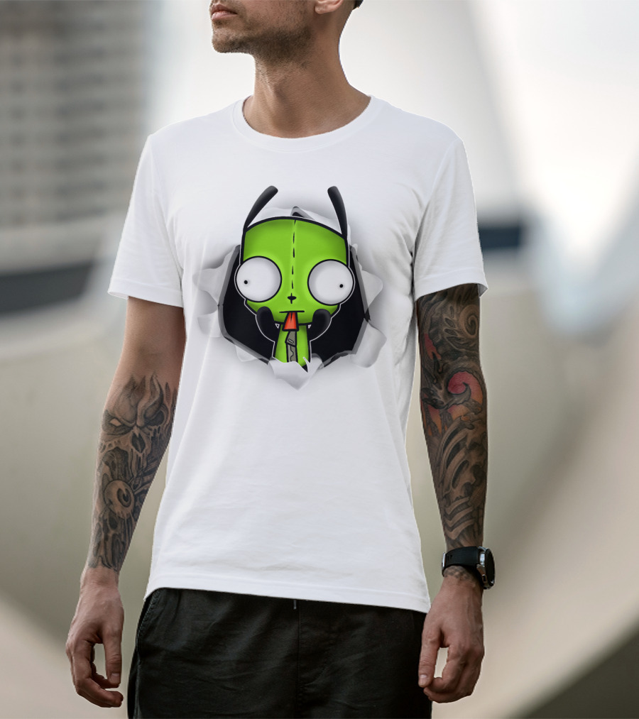 Invader Zim Gir 3D Hole Robot Face T-Shirt