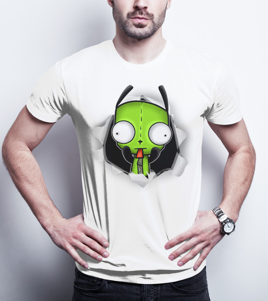 Invader Zim Gir 3D Hole Robot Face T-Shirt