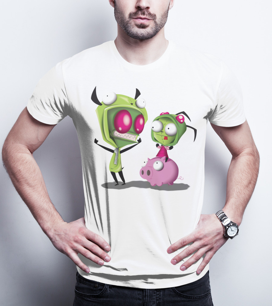 Cosplay Invader Zim Gir Halloween Characters On Pig T-Shirt