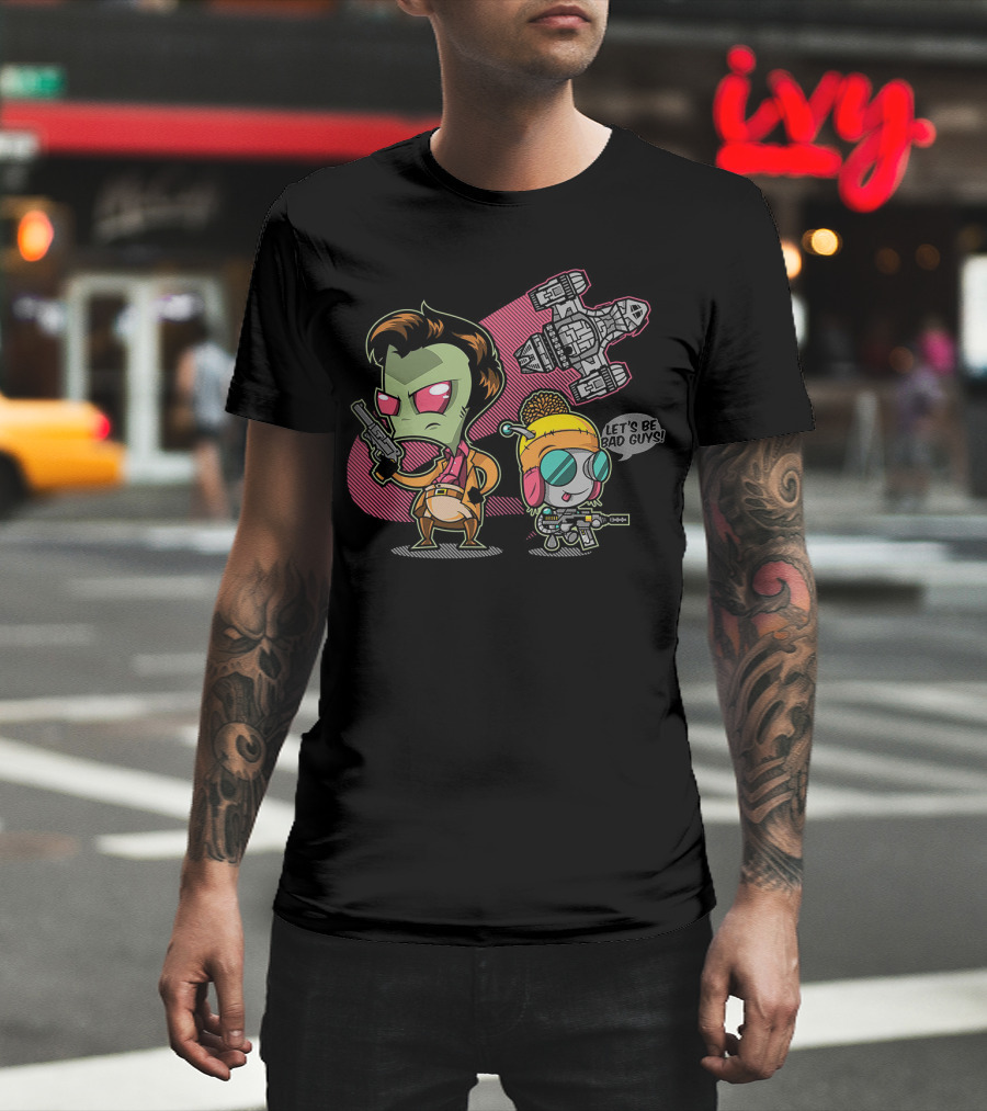 Let's Be Bad Guys Zim And Gir Invader Zim And Serenity Spaceship T-Shirt