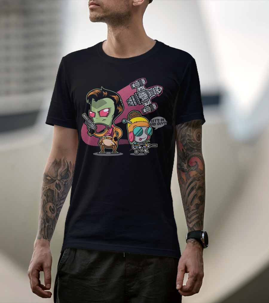 Let's Be Bad Guys Zim And Gir Invader Zim And Serenity Spaceship T-Shirt