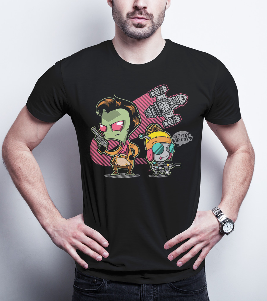 Let's Be Bad Guys Zim And Gir Invader Zim And Serenity Spaceship T-Shirt