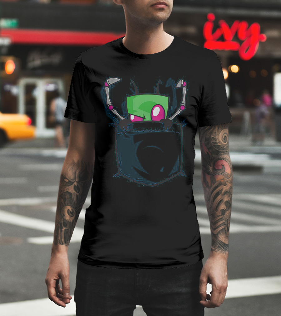 Gir Invader Zim Cute Pocket T-Shirt