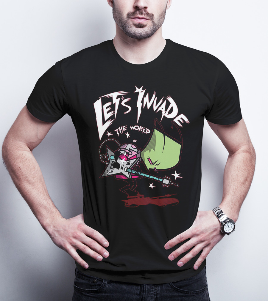 Let's Invade The World Rock Star Guitarist Gir Invader Zim T-Shirt