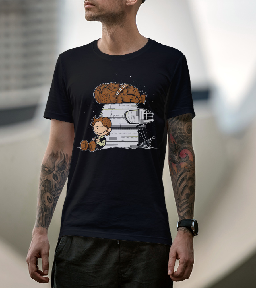 Peanuts Chewbacca Star Wars Snoopy Millennium Falcon T-Shirt
