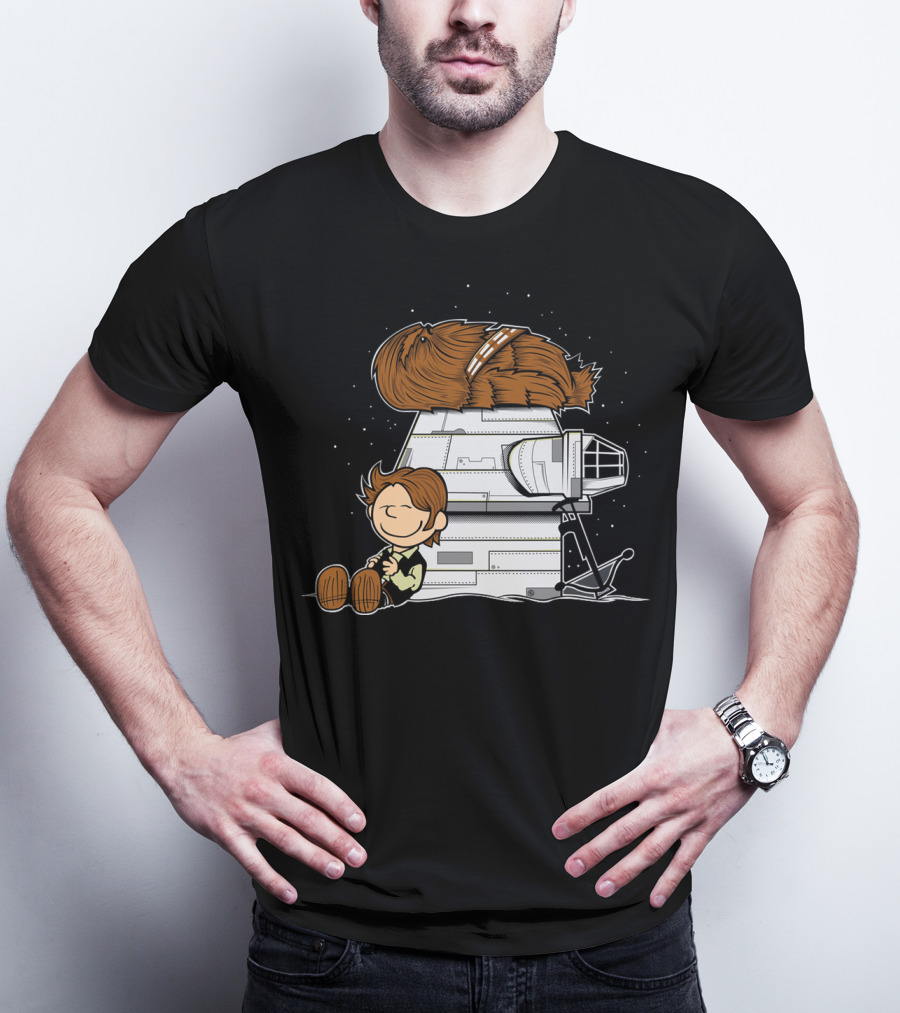 Peanuts Chewbacca Star Wars Snoopy Millennium Falcon T-Shirt