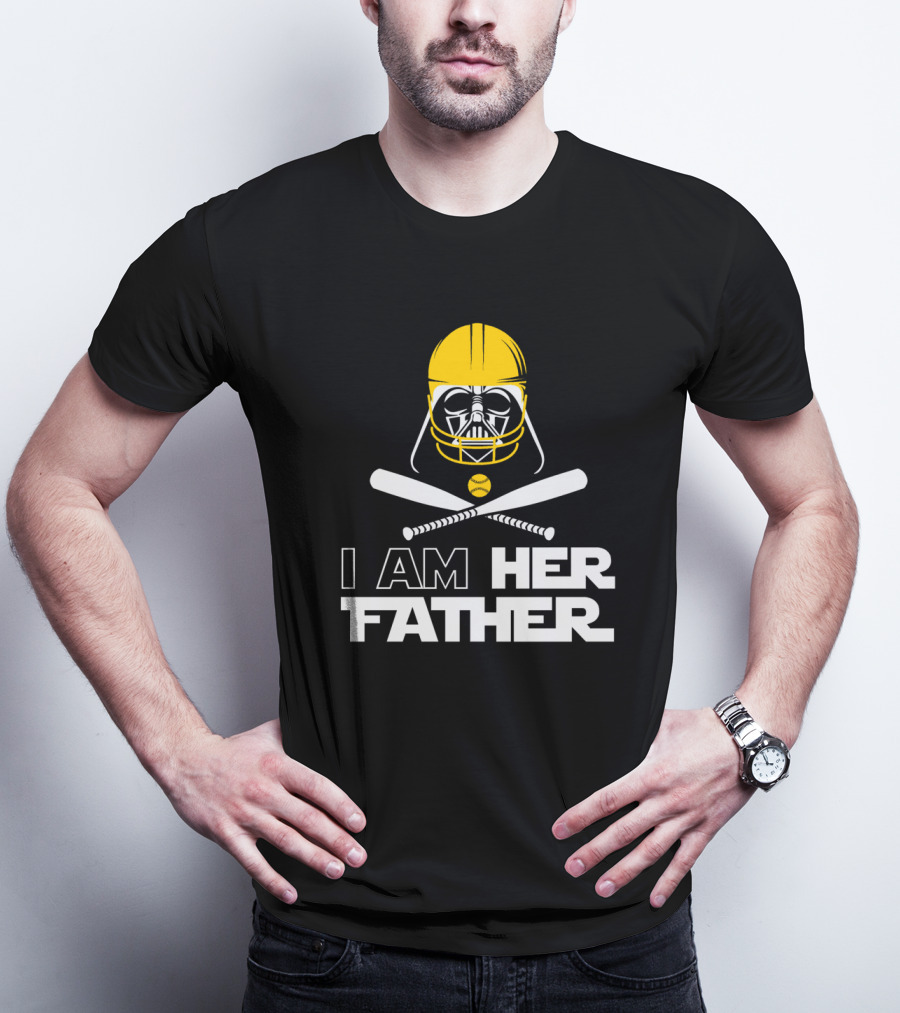 I Am Her Father Darth Vader Baseball Helmet Crossed Bats T-Shirt