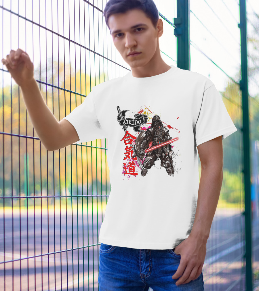 Aikido Samurai Darth Vader Star Wars Lightsaber Fusion T-Shirt