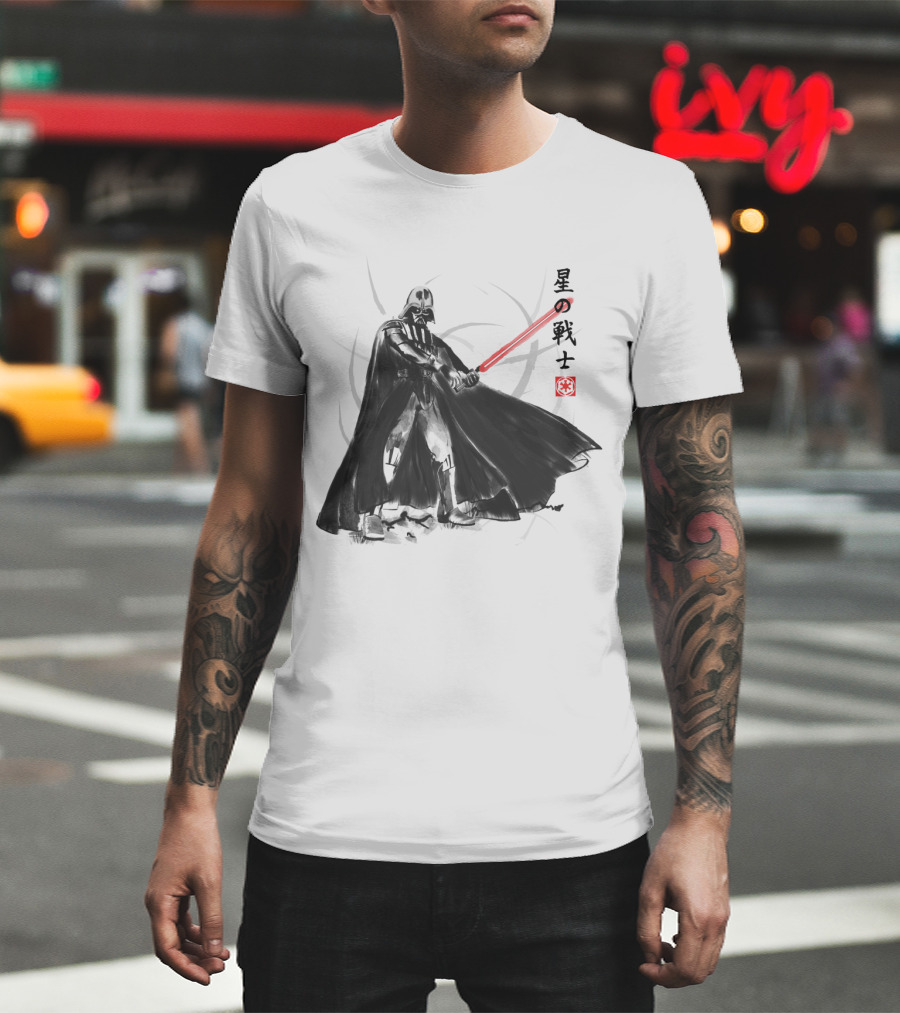Vader Knight Sumie Japanese Style Darth Vader Star Wars Kanji Scene T-Shirt