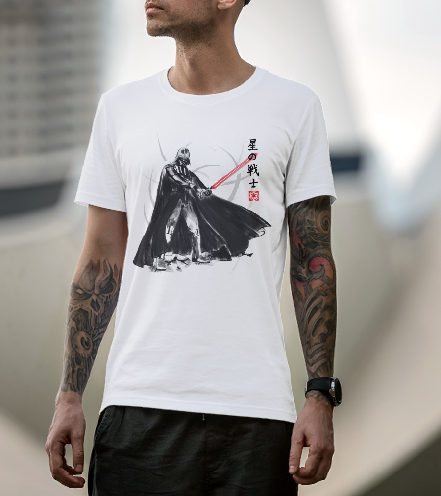Vader Knight Sumie Japanese Style Darth Vader Star Wars Kanji Scene T-Shirt