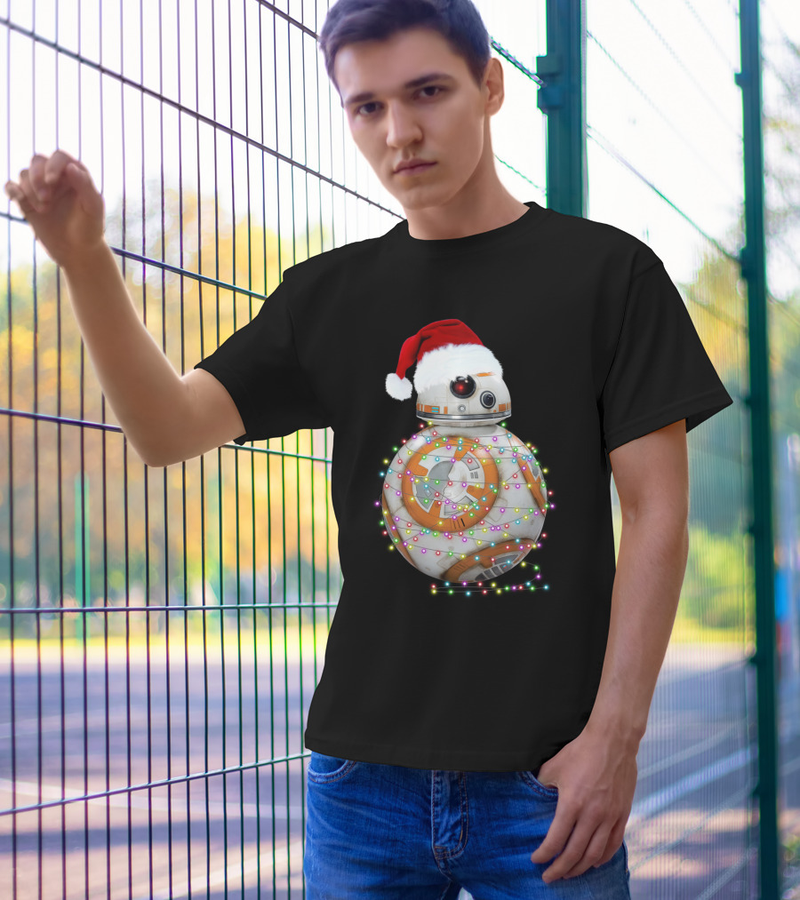 BB-8 Christmas Lights Droids Star Wars Holiday Santa Hat T-Shirt