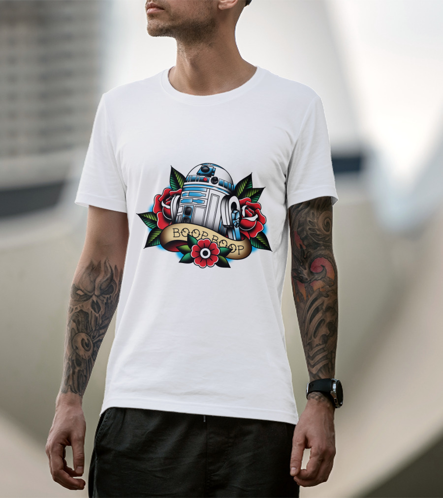 Boop Boop Floral R2 D2 Star Wars Roses Droids T-Shirt