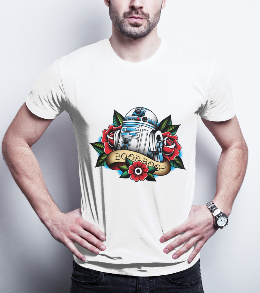 Boop Boop Floral R2 D2 Star Wars Roses Droids T-Shirt