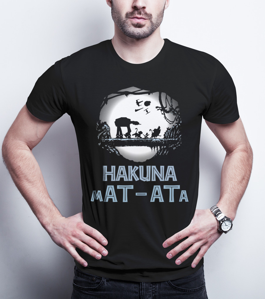 Hakuna Mat Ata Droids Star Wars AT-AT Silhouette Moon Disney Crossover T-Shirt