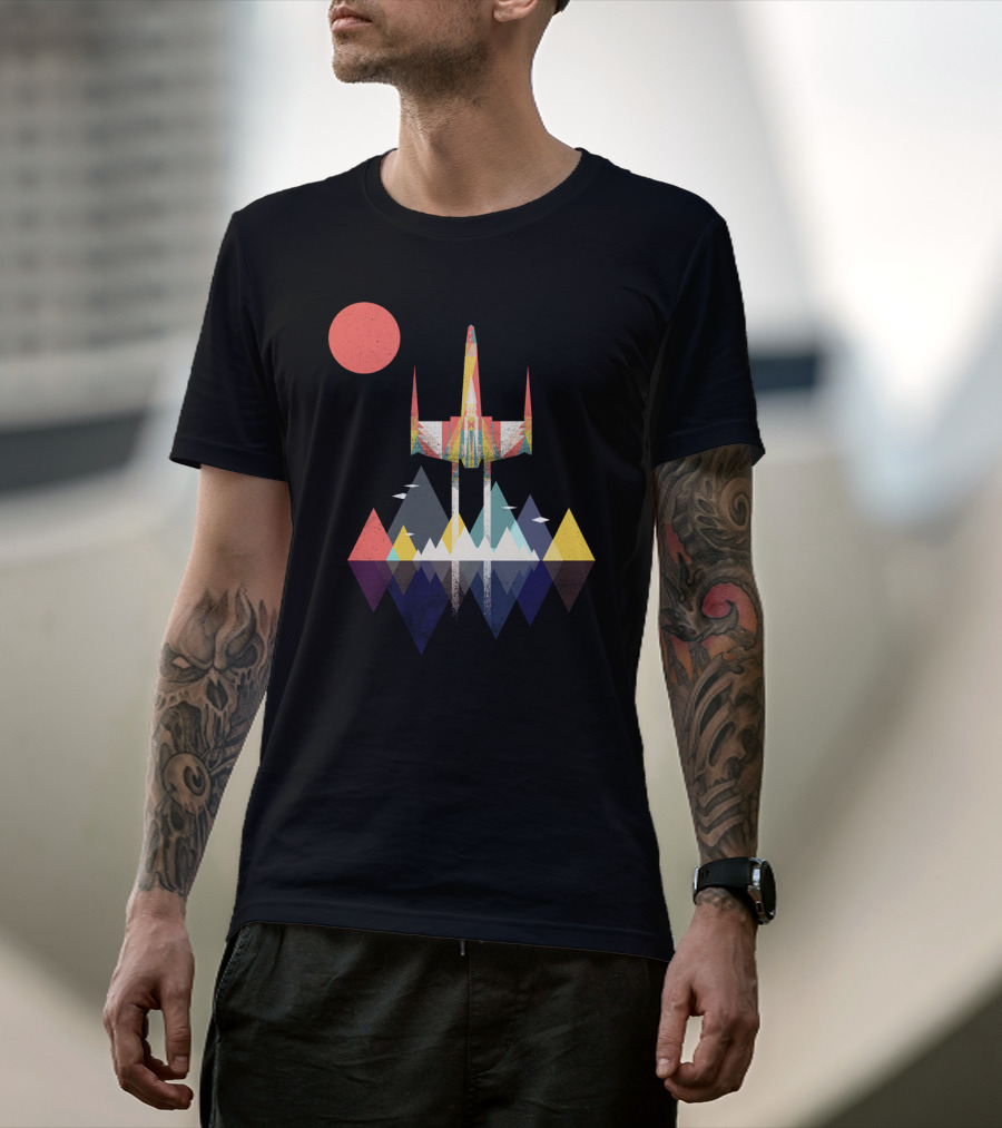 Star Wars Millennium Falcon Sunset Style Retro T-Shirt