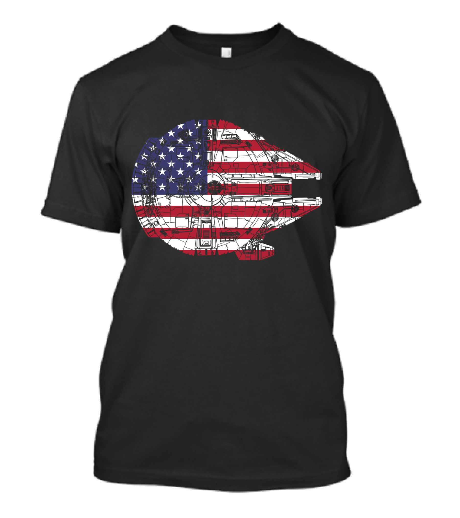 USA Flag Millennium Falcon Iconic Spaceship T-Shirt
