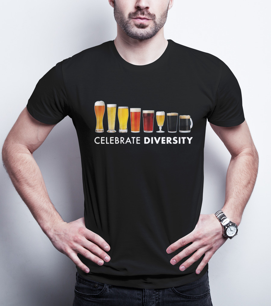 Celebrate Diversity Beer Glasses Variety For Beer Lovers T-Shirt