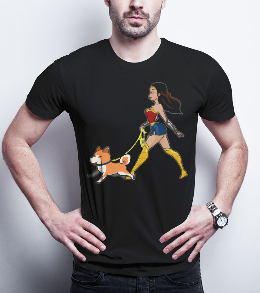 Walk With Akita Woman In Wonder T-Shirt