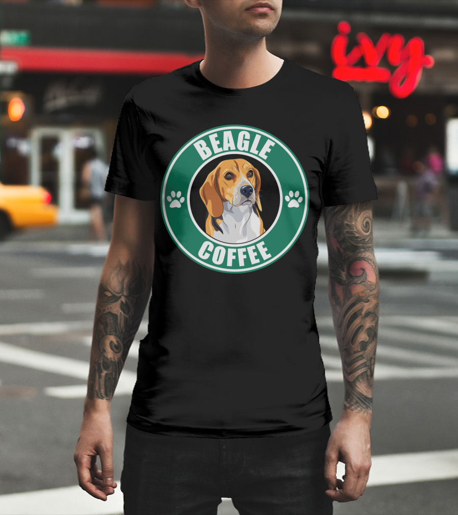 Beagle Coffee Paws Green Circle Beagle T-Shirt