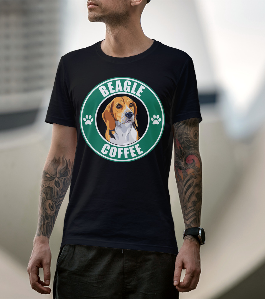 Beagle Coffee Paws Green Circle Beagle T-Shirt