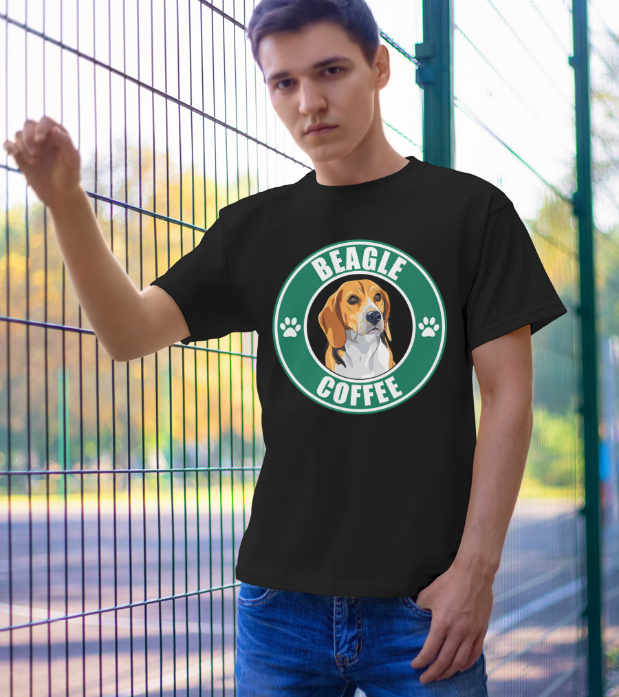 Beagle Coffee Paws Green Circle Beagle T-Shirt