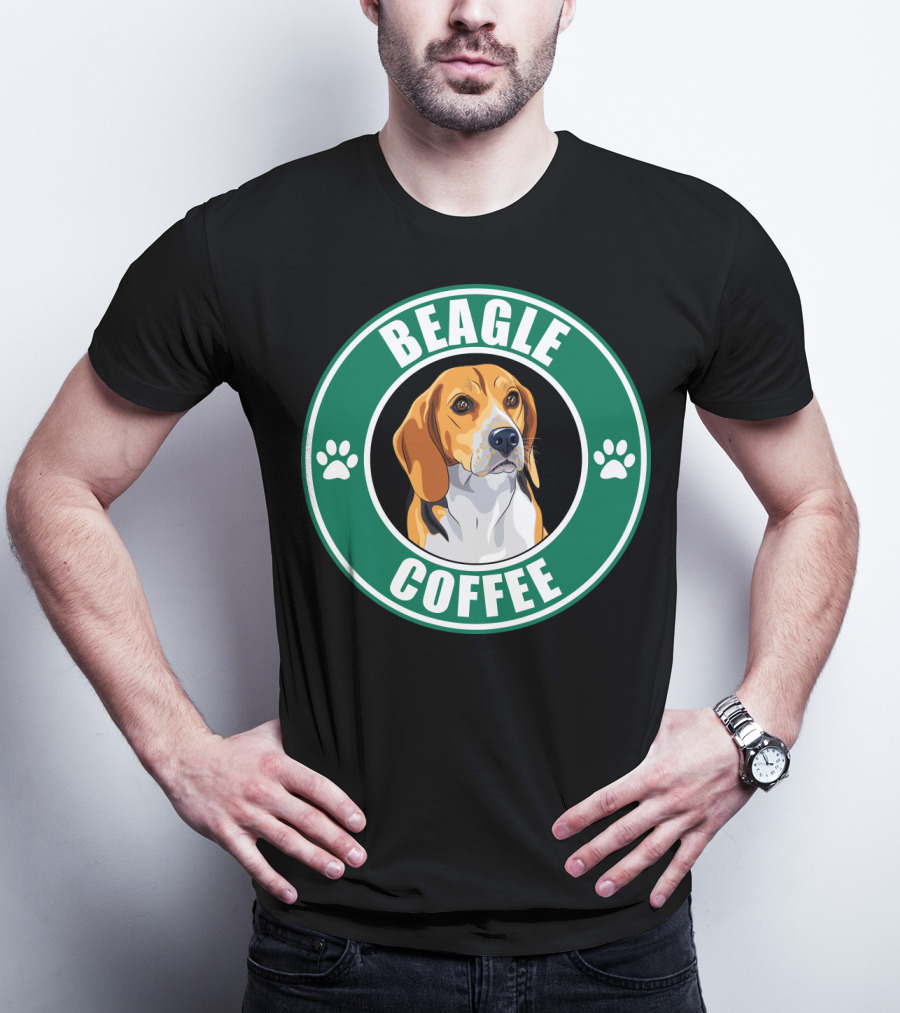 Beagle Coffee Paws Green Circle Beagle T-Shirt