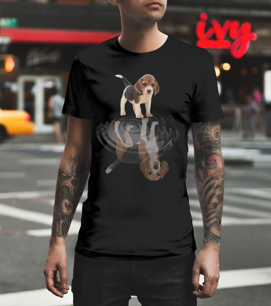 Beagle Puppy Reflection Ripple Mirror Artstyle T-Shirt