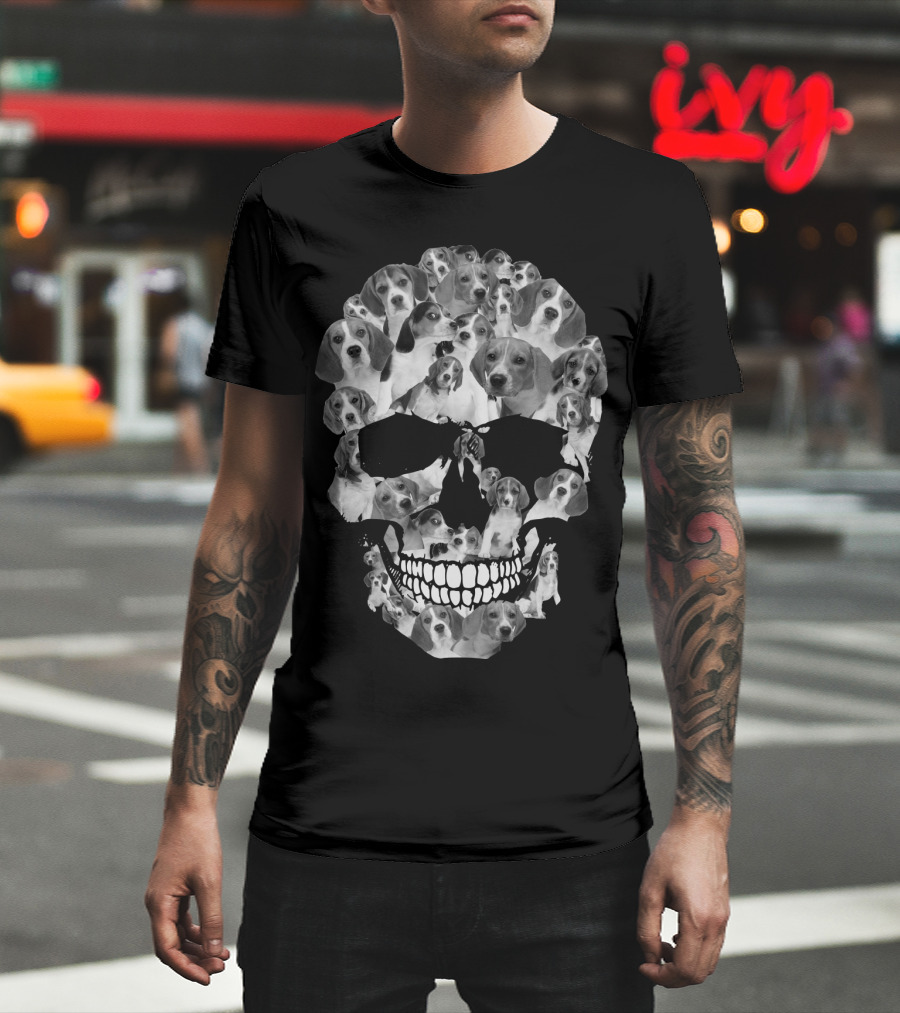 Beagle Skull Pattern Of Dog Faces T-Shirt