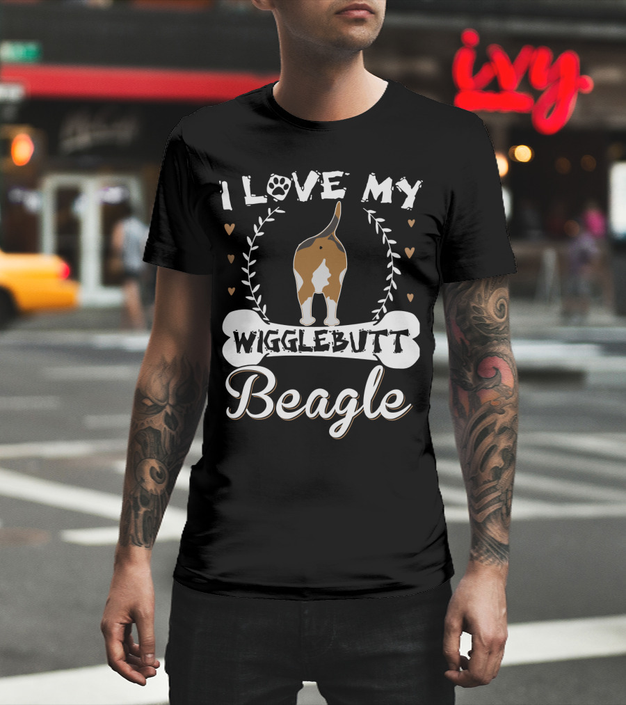 I Love My Wigglebutt Beagle Heart Paw Bone T-Shirt