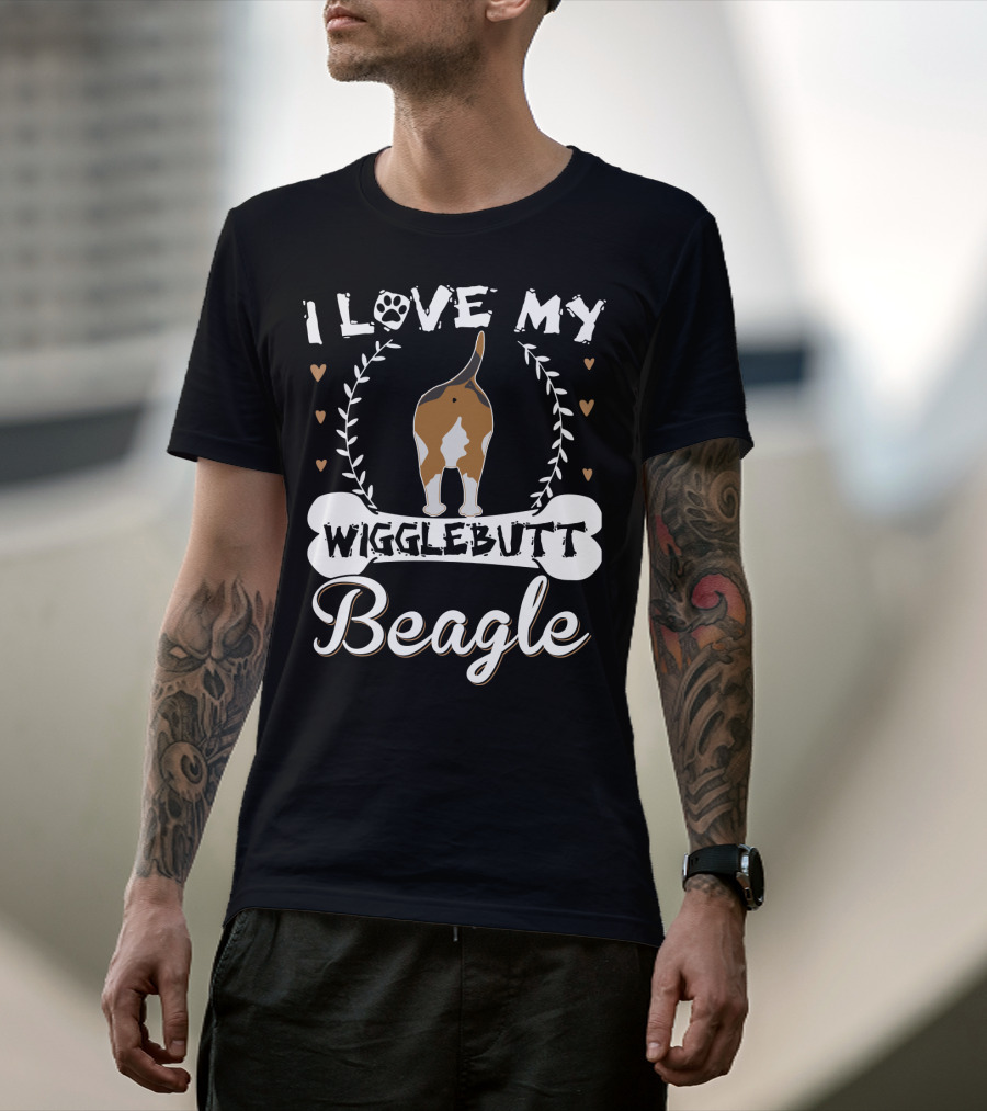 I Love My Wigglebutt Beagle Heart Paw Bone T-Shirt