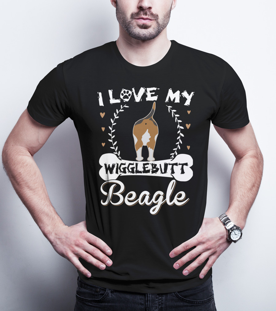 I Love My Wigglebutt Beagle Heart Paw Bone T-Shirt