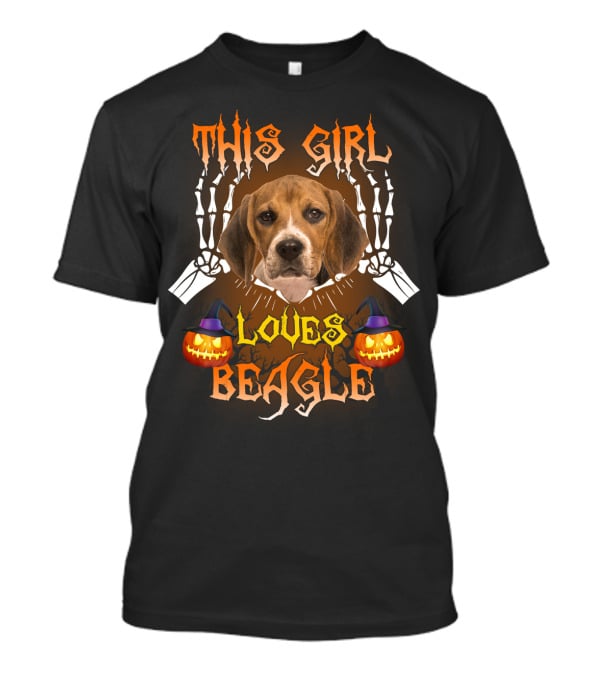This Girl Loves Beagle Halloween Pumpkin Skeleton Dog T-Shirt