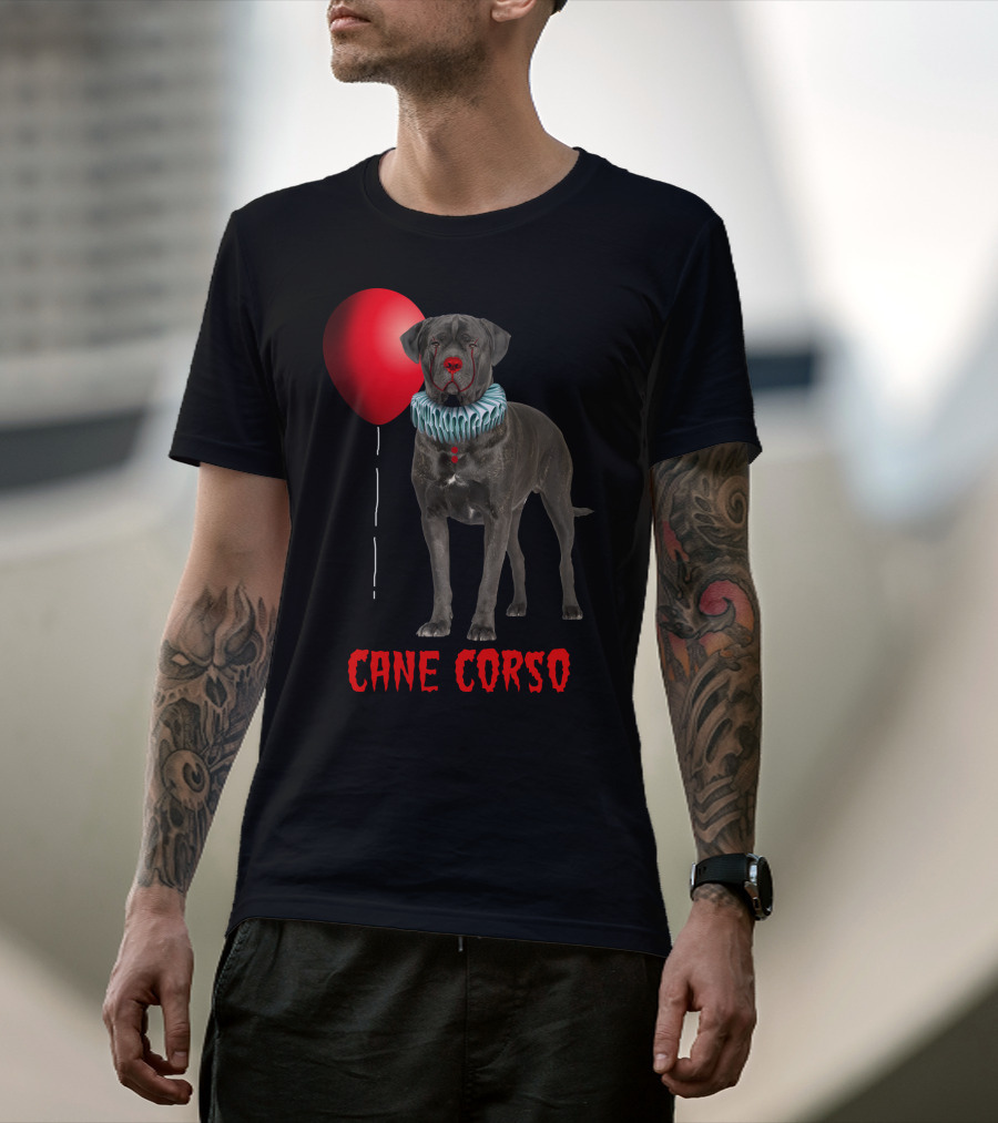 Cane Corso Horror Red Balloon Clown Costume T-Shirt