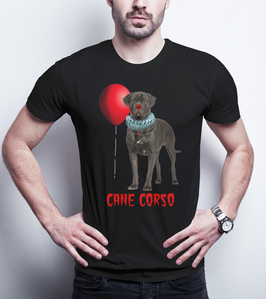 Cane Corso Horror Red Balloon Clown Costume T-Shirt
