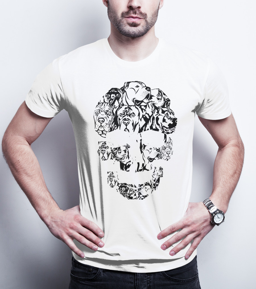 Skull Life Cane Corso Dog Art Collage T-Shirt