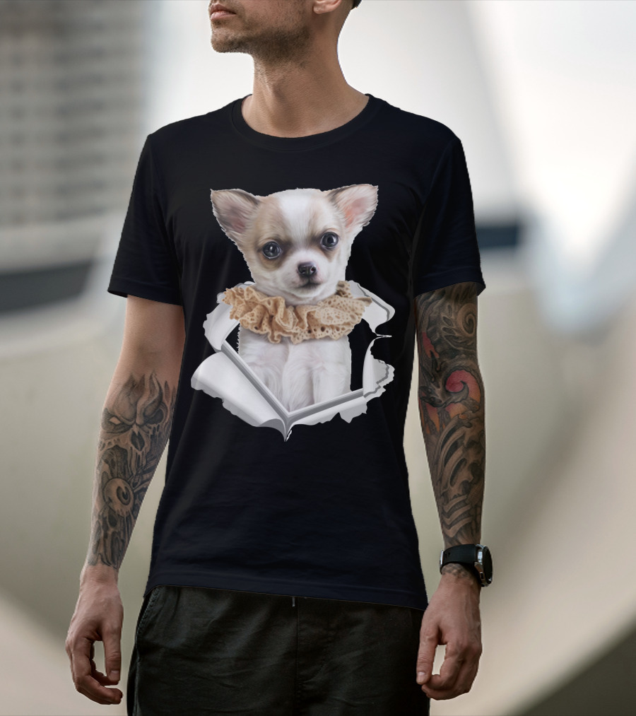 Chihuahua 3D Peek Out Frill Collar T-Shirt