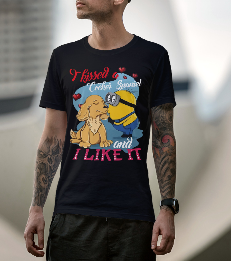 Kissed A Cocker Spaniel And I Like It Cute Minion With Hearts T-Shirt
