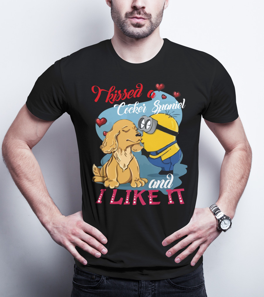 Kissed A Cocker Spaniel And I Like It Cute Minion With Hearts T-Shirt