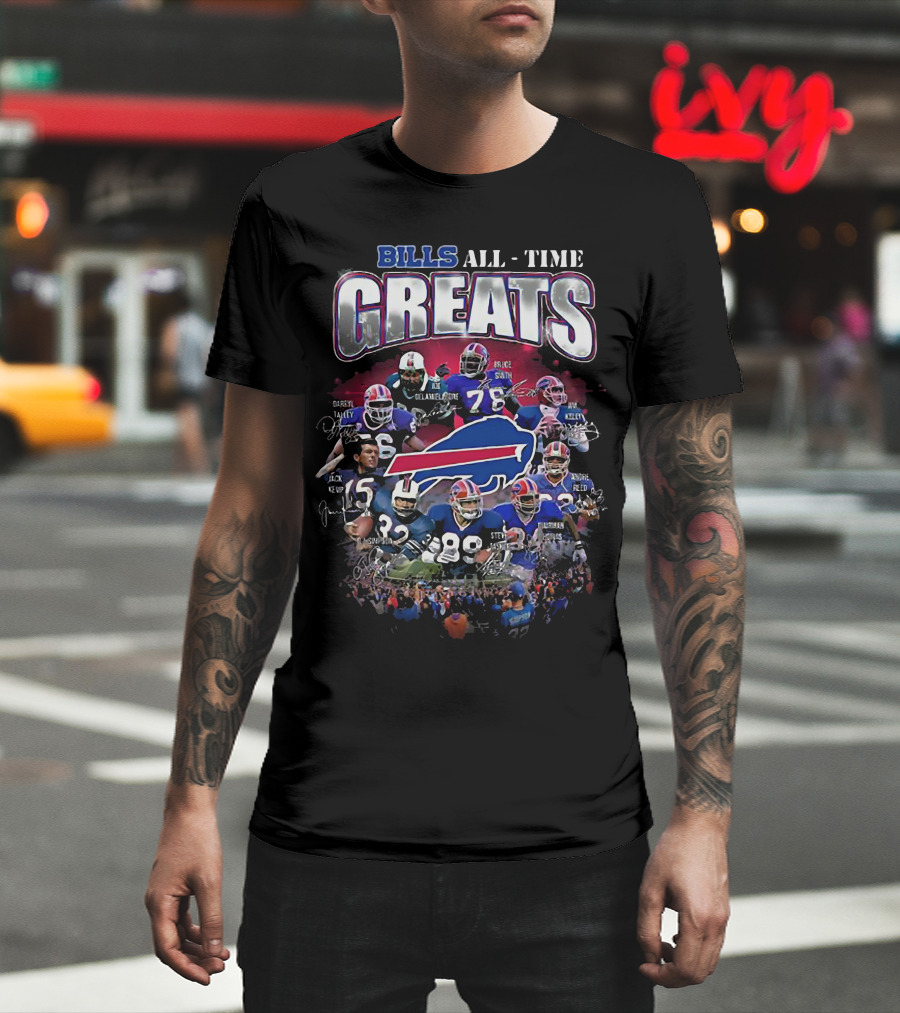 Bills All Time Greats Legends With Buffalo Football Legacy T-Shirt