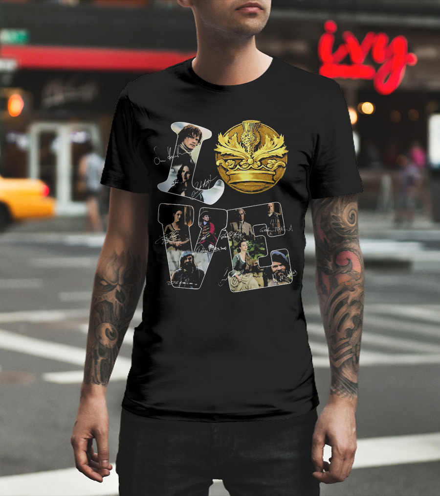 Love Outlander Crown Signature Cast Autographs T-Shirt