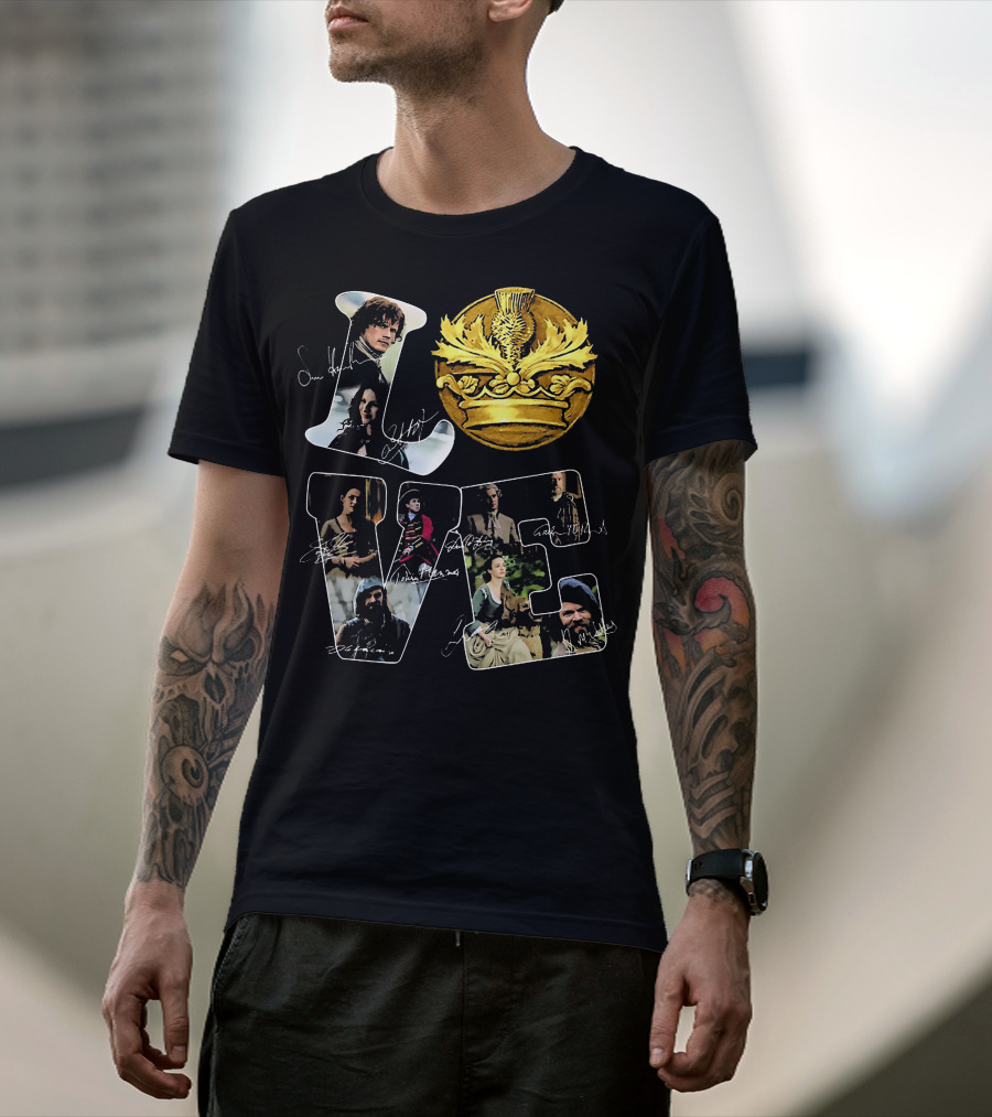 Love Outlander Crown Signature Cast Autographs T-Shirt