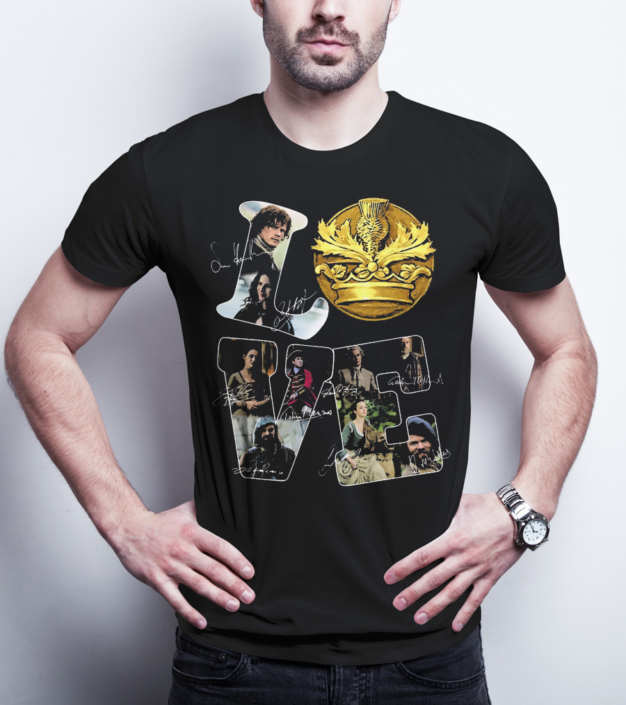 Love Outlander Crown Signature Cast Autographs T-Shirt
