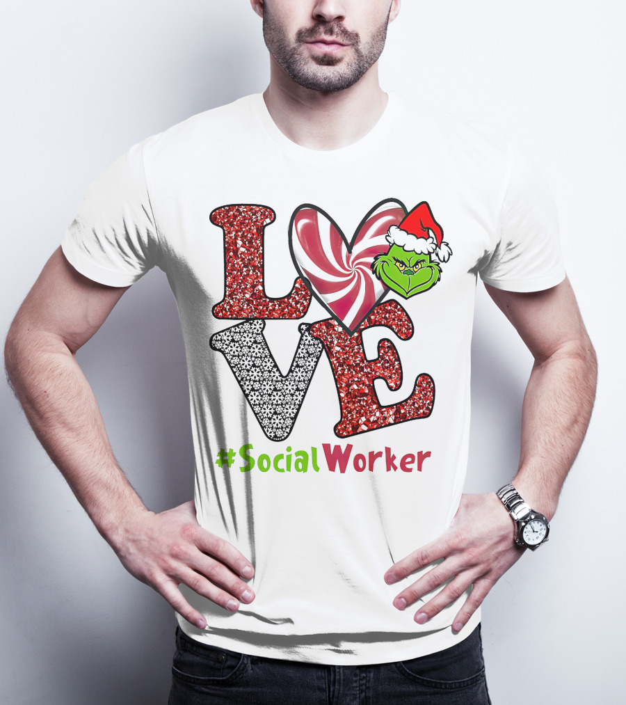LOVE Grinch Heart #SocialWorker T-Shirt