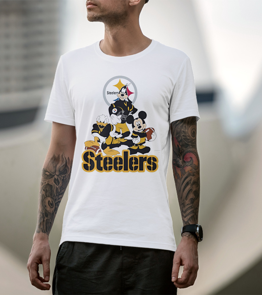 Mickey Donald Goofy Pittsburgh Steelers Football Characters T-Shirt