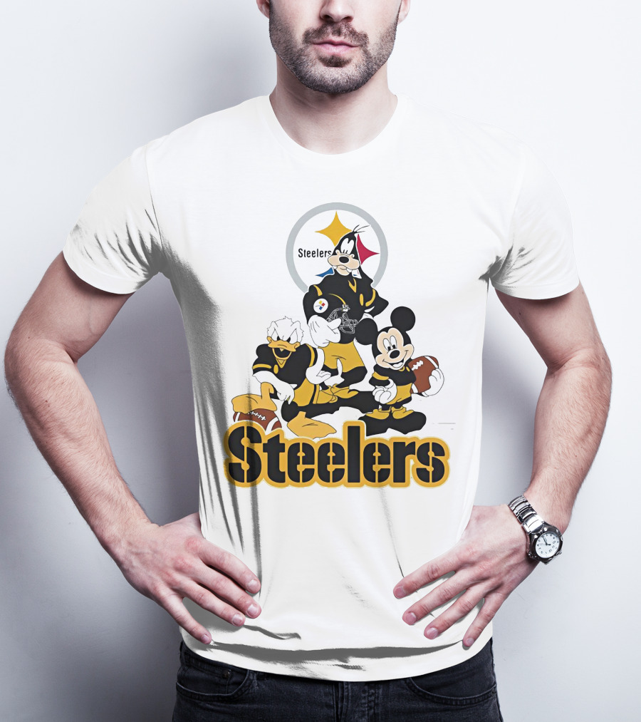 Mickey Donald Goofy Pittsburgh Steelers Football Characters T-Shirt