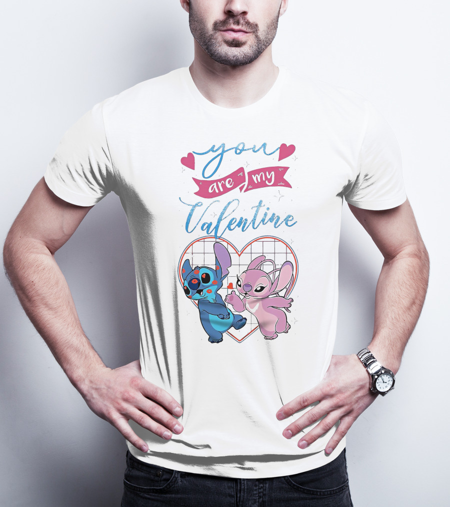 Stitch And Angel You Are My Valentine Heart T-Shirt