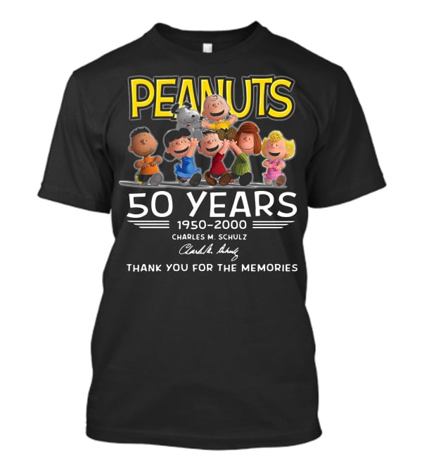 Peanuts 50 Years 1950-2000 Charles M. Schulz Thank You For The Memories T-Shirt