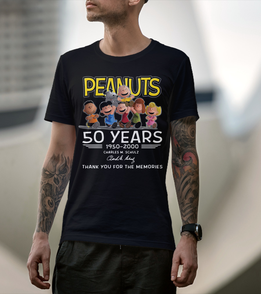 Peanuts 50 Years 1950-2000 Charles M. Schulz Thank You For The Memories T-Shirt